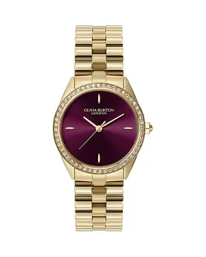 OLIVIA BURTON Bejewelled 34mm Watch - Red/gold