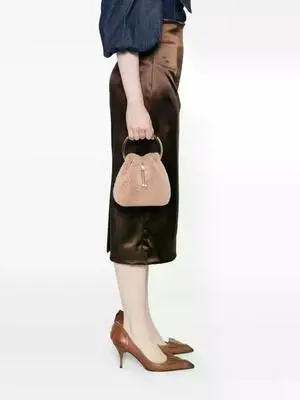 JIMMY CHOO Pearl-embellished Bucket Bag - Neutrals