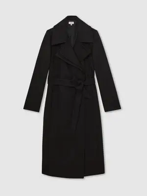 REISS Odette Wool-blend Belted Coat With Cashmere - Black