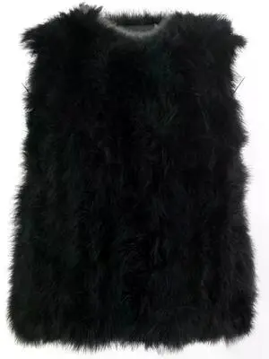 YVES SALOMON Silk Feathered Waistcoat - Black