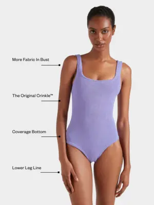 Hunza G Coverage Square Neck One Piece Swimsuit - Crinkle Lilac