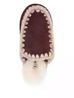 Mou Crochet-detail Sheepskin Mules - Red