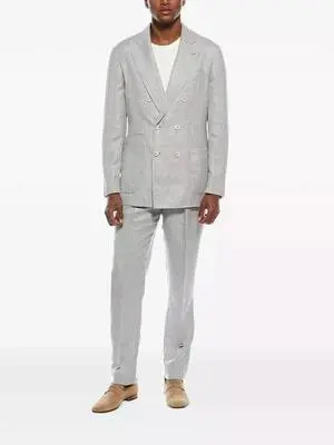 Brunello Cucinelli Double-breasted Checked Suit - Grey