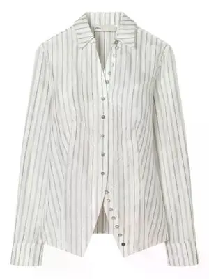 Tory Burch Striped Cinched Button-down Top