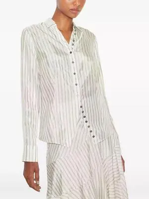 Tory Burch Striped Cinched Button-down Top
