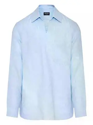 Zegna Long-sleeve Linen Shirt - Blue