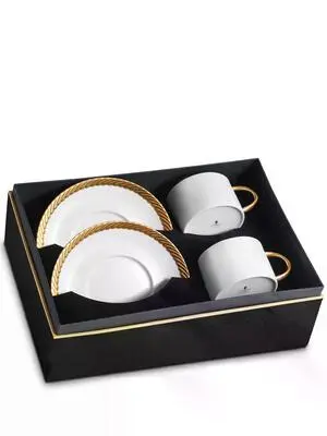 L'Objet Corde Tea Cups And Saucers - White