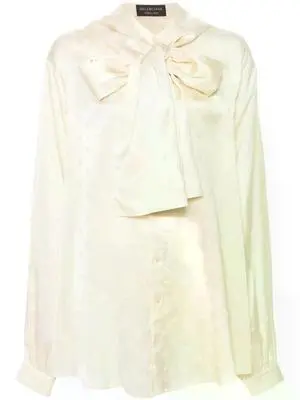 Balenciaga Letter-patterned Satin Blouse - Neutrals