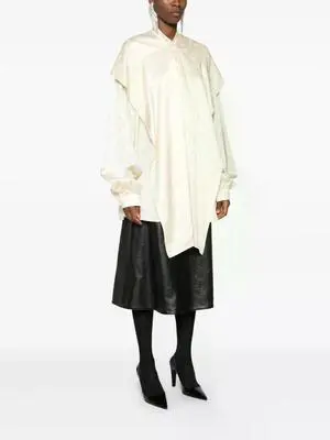 Balenciaga Letter-patterned Satin Blouse - Neutrals