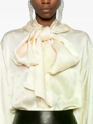 Balenciaga Letter-patterned Satin Blouse - Neutrals