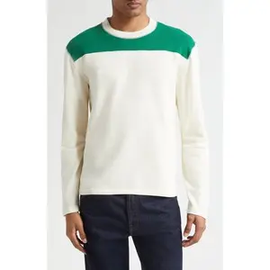 DRAKE'S Colorblock Long Sleeve T-shirt - Antique White Green