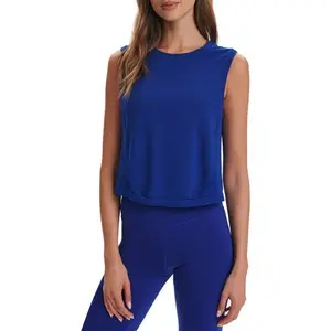 Varley Nate Seamless Crop Tank - Sodalite Blue