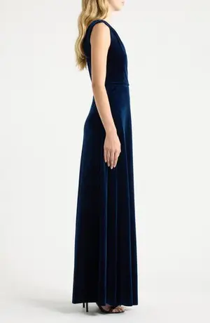 Lulus Anya Draped One-shoulder Velvet Gown