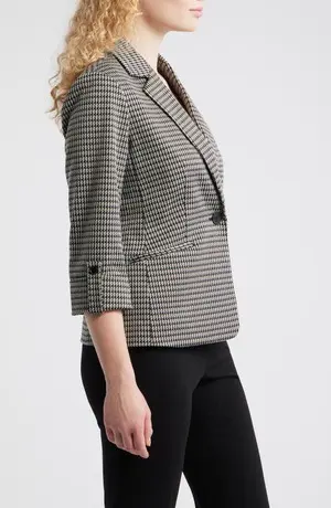 Anne Klein Houndstooth Jacquard Knit Jacket