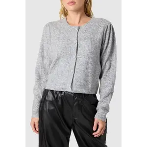 ALL IN FAVOR Bow Pointelle Stitch Cardigan - Heather Grey