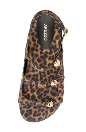 AREZZO Felice Slingback Platform Sandals - Natural Leopard