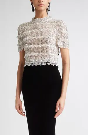 Carolina Herrera Crystal Embellished Crop Top