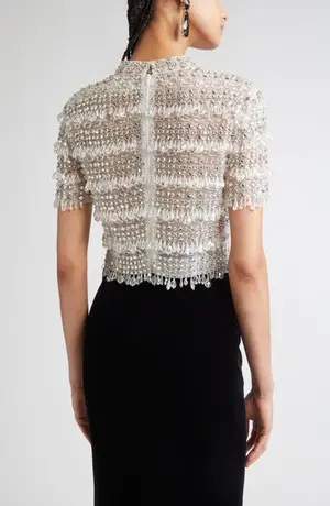 Carolina Herrera Crystal Embellished Crop Top