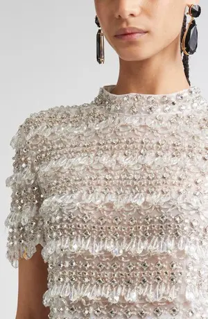 Carolina Herrera Crystal Embellished Crop Top