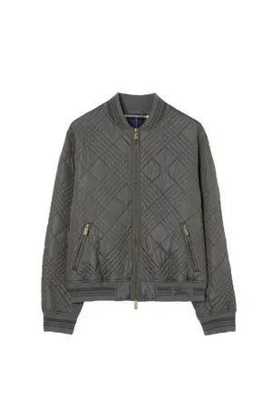 Burberry Micro Check-stitch Rakewood Bomber Jacket - Stonewashed Grey