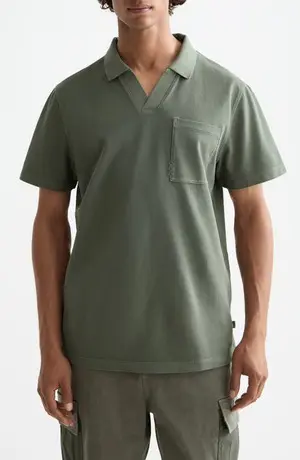 Scotch & Soda Johnny Collar Cotton Piqué Pocket Polo - Thyme