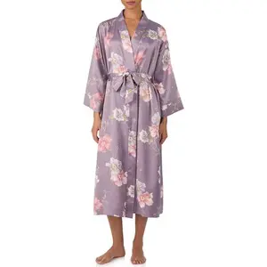 Ralph Lauren Floral Satin Robe - Orchid Print