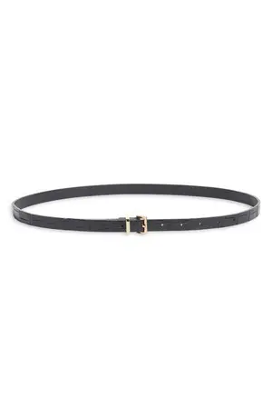 FRAME The Petite Croc Embossed Leather Belt - Black