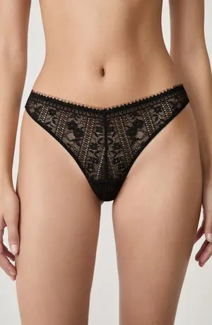 ETAM Aura Lace Tanga Thong - Black
