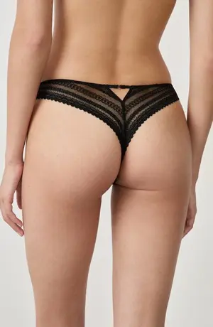 ETAM Aura Lace Tanga Thong - Black