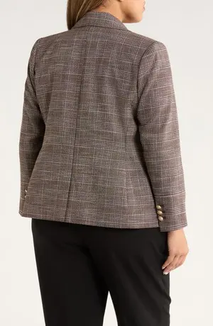 TAHARI ASL Plaid Double Breasted Blazer
