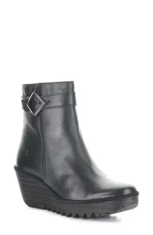 Fly London Yuji Wedge Bootie - Black