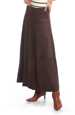 Karen Kane Faux Suede A-line Maxi Skirt