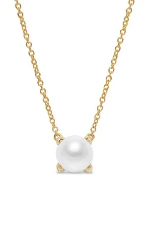 David Yurman Pearl Pendant Necklace With Diamonds - Gold