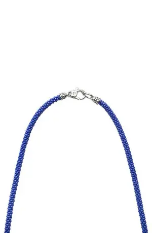 Lagos Silver Station Matte Caviar Beaded Ceramic Necklace - Blue