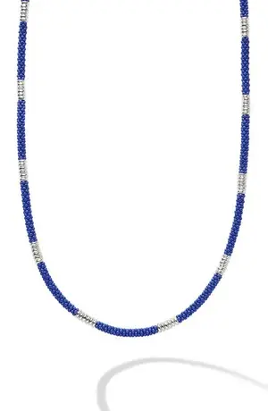 Lagos Silver Station Matte Caviar Beaded Ceramic Necklace - Blue