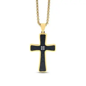 ANNA ZUCKERMAN Argyle Cross Necklace - Black