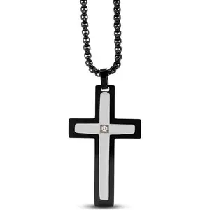 ANNA ZUCKERMAN Ebon Cross Stainless Steel Necklace Yellow Gold