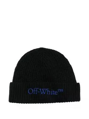 Off-White Embroidered Logo Beanie - Blue