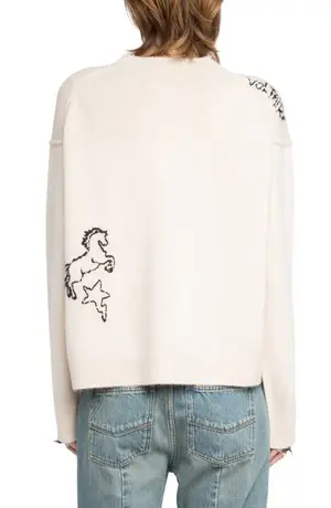 Zadig&Voltaire Markus Heart Cashmere Sweater - Ecru