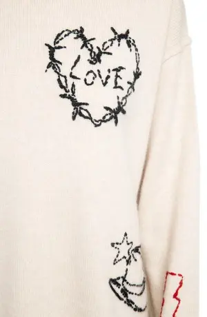Zadig&Voltaire Markus Heart Cashmere Sweater - Ecru
