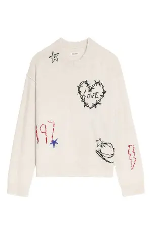 Zadig&Voltaire Markus Heart Cashmere Sweater - Ecru