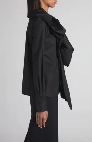Alexander McQueen Ruffle Bow Cotton Shirt