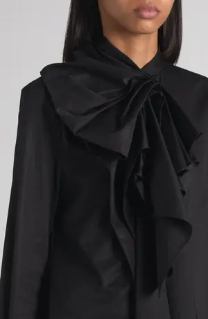 Alexander McQueen Ruffle Bow Cotton Shirt