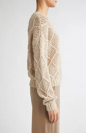 Max Mara Ellade Diamond Wool & Cashmere Crewneck Sweater