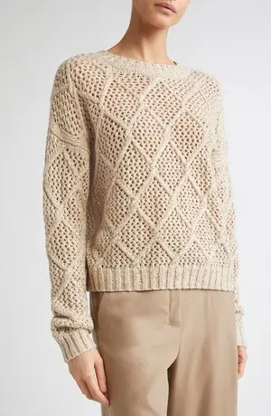 Max Mara Ellade Diamond Wool & Cashmere Crewneck Sweater
