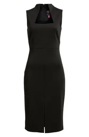 Vince Camuto Laser Cut Scuba Crepe Sheath Dress - Black