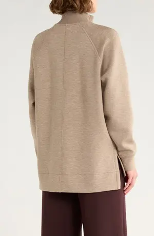 Spanx Air Essentials Brushed Half-zip Sweatshirt - Birch Heather