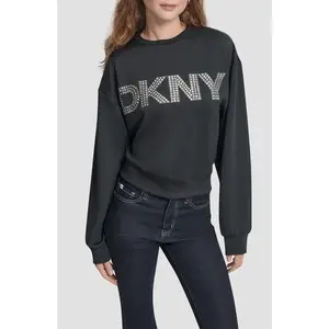 Dkny Embellished Logo Scuba Sweatshirt - Black