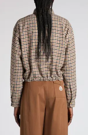 Moncler Houndstooth Wool Blend Blouson Jacket