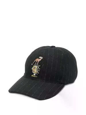 Isabel Benenato Pinstripe Embroidered Baseball Cap